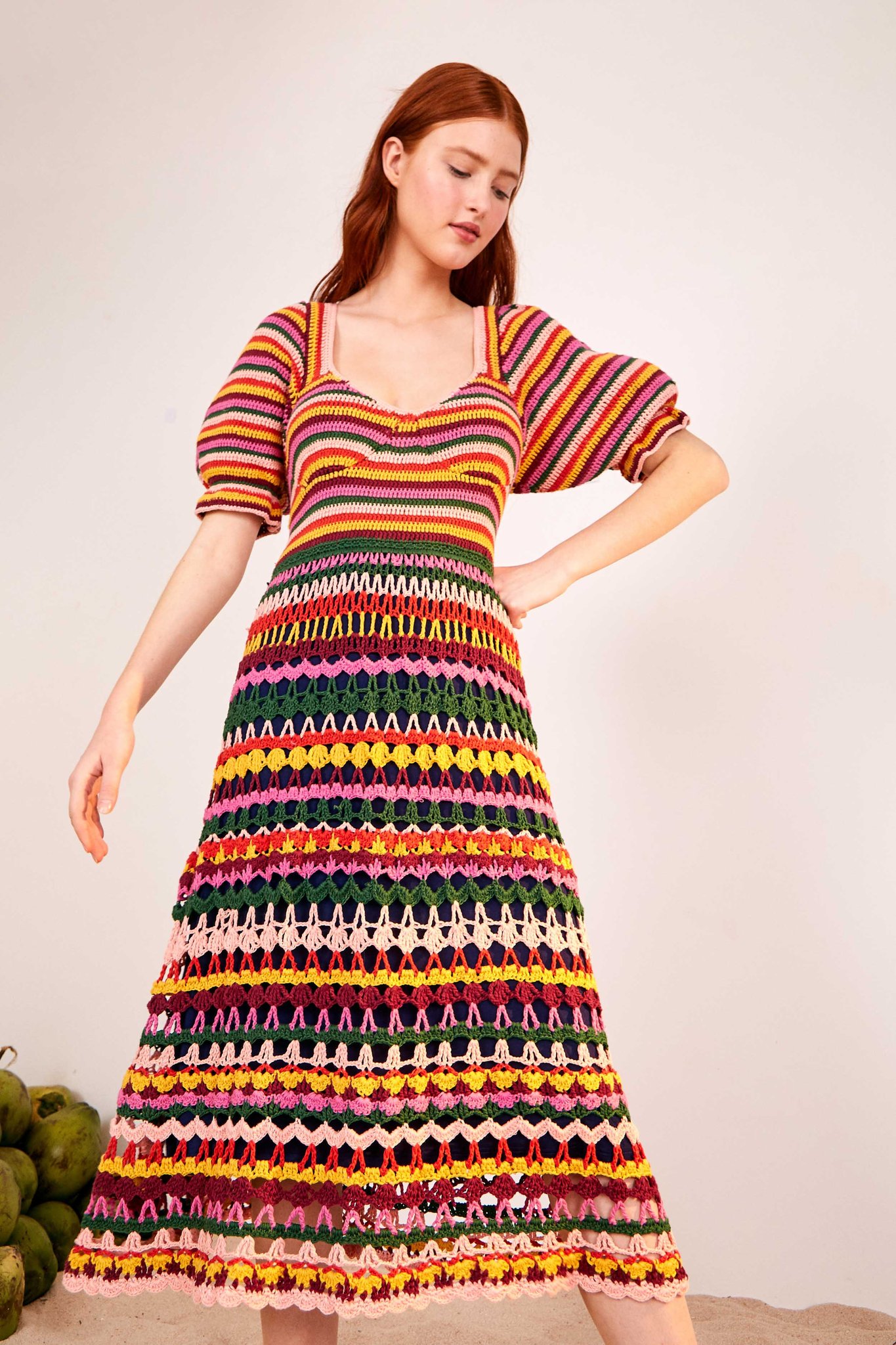 Farm Rio Crochet Midi Dress In Multi - 50% Off | Editorialist Farm Rio Crochet Midi Dress In Multi - 50% Off | Editorialist