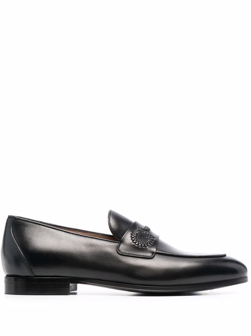 Ferragamo Braided Gancini-Detail Almond-Toe Loafers - Black  display picture 3