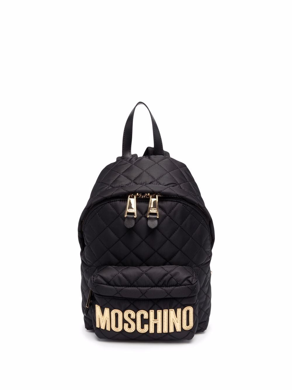 Moschino Plaque Quilted Backpack - Black | Editorialist display picture 3