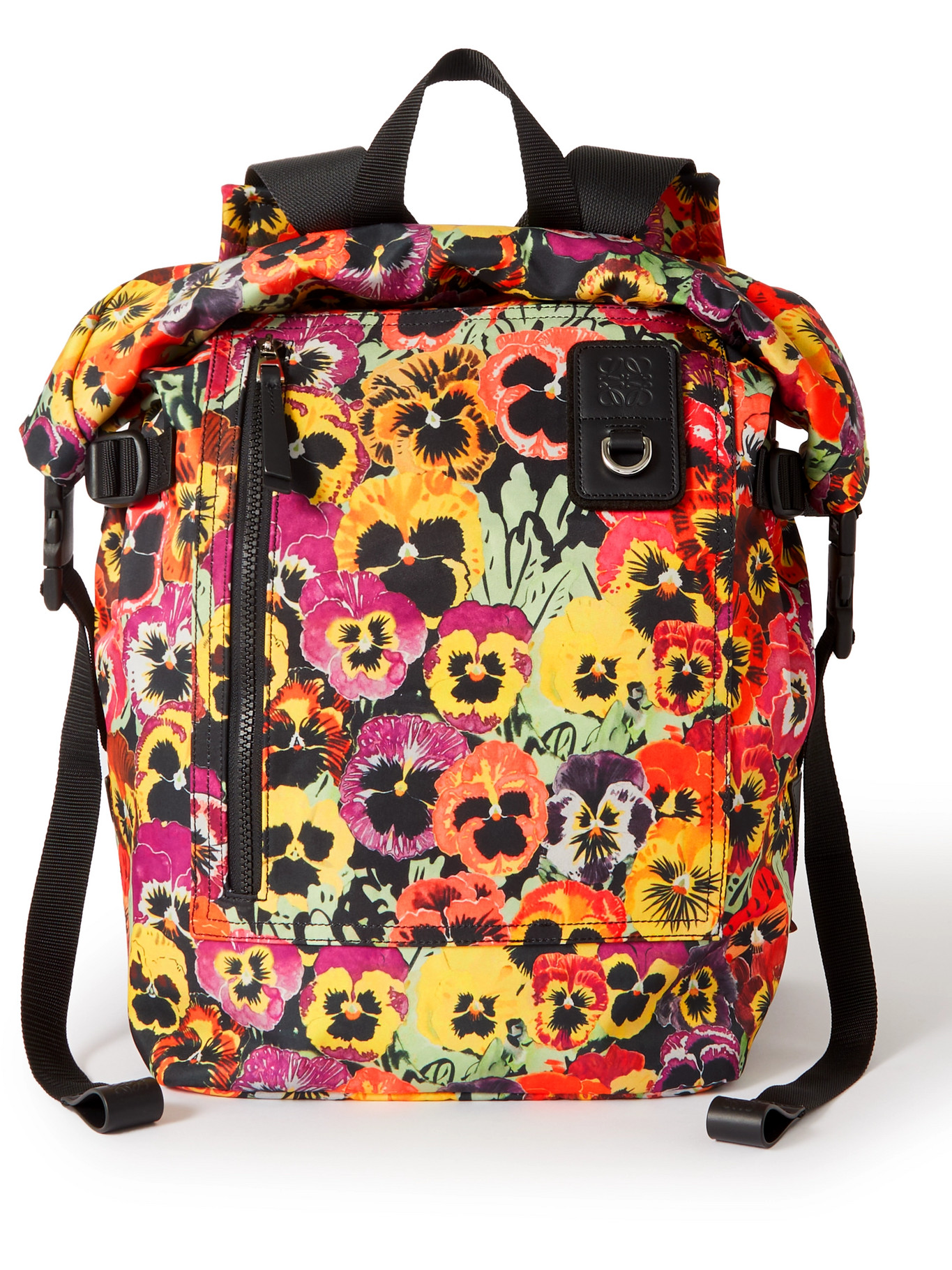 Loewe Joe Brainard Leather-Trimmed Floral-Print Canvas Roll  display picture 1