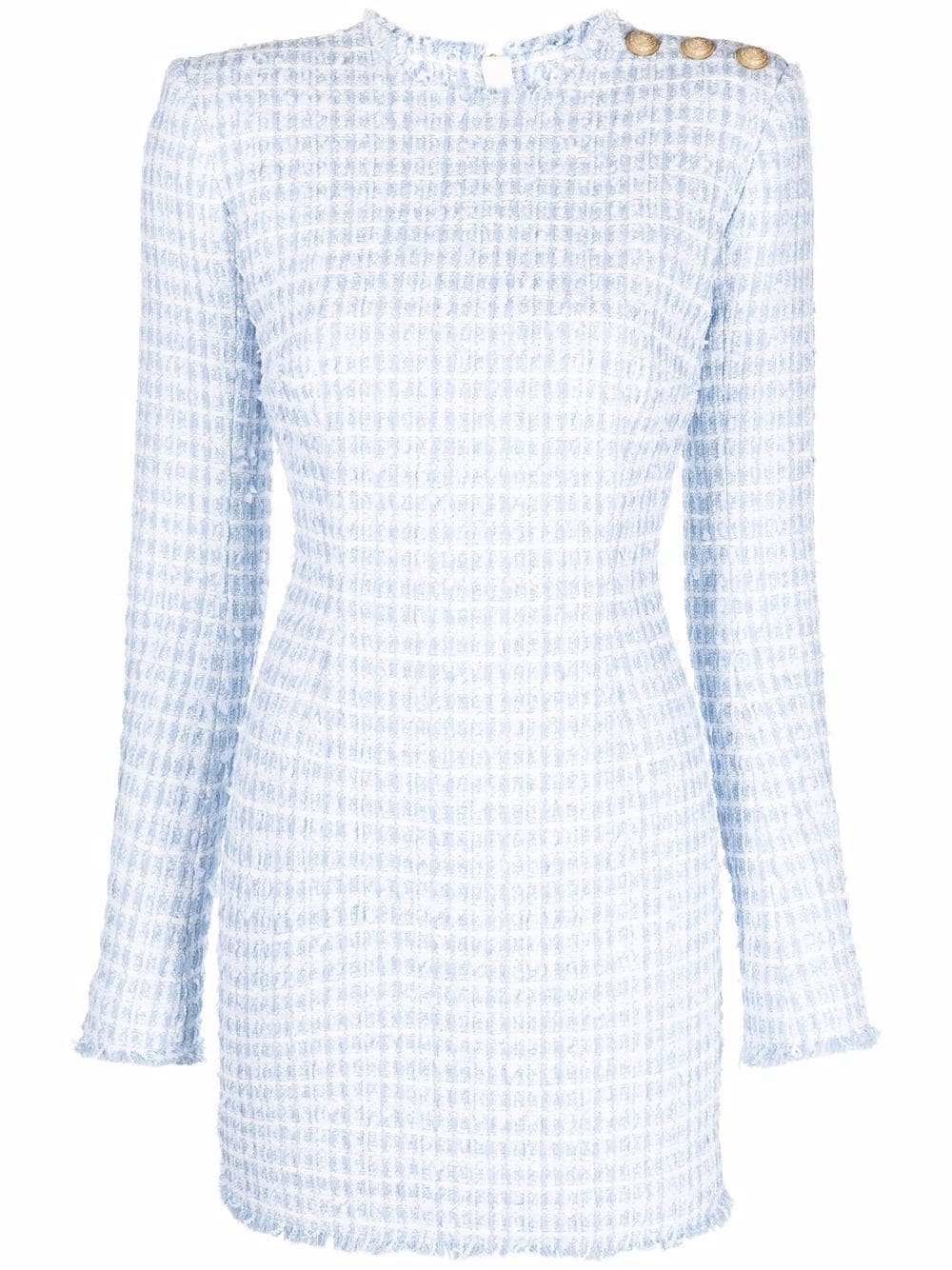 balmain blue and white dress Balmain Navy Blue / White Striped Knit Short Dress M Balmain