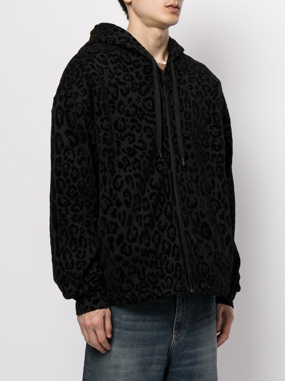 Dolce & Gabbana Leopard-Print Zip-Up Hoodie In Black - 40% Off