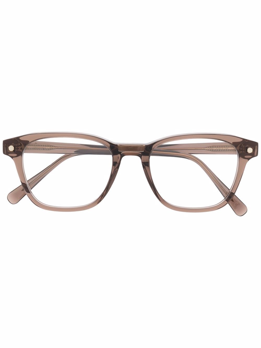 Brioni Transparent Square Glass Frames - Brown | Editorialist