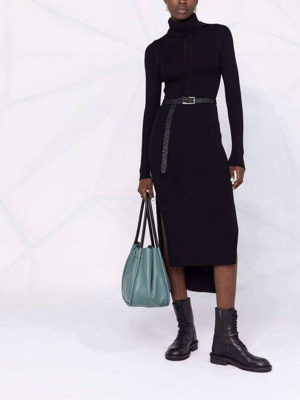 PHILOSOPHY DI LORENZO SERAFINI Ribbed-Knit Fitted Midi Dress