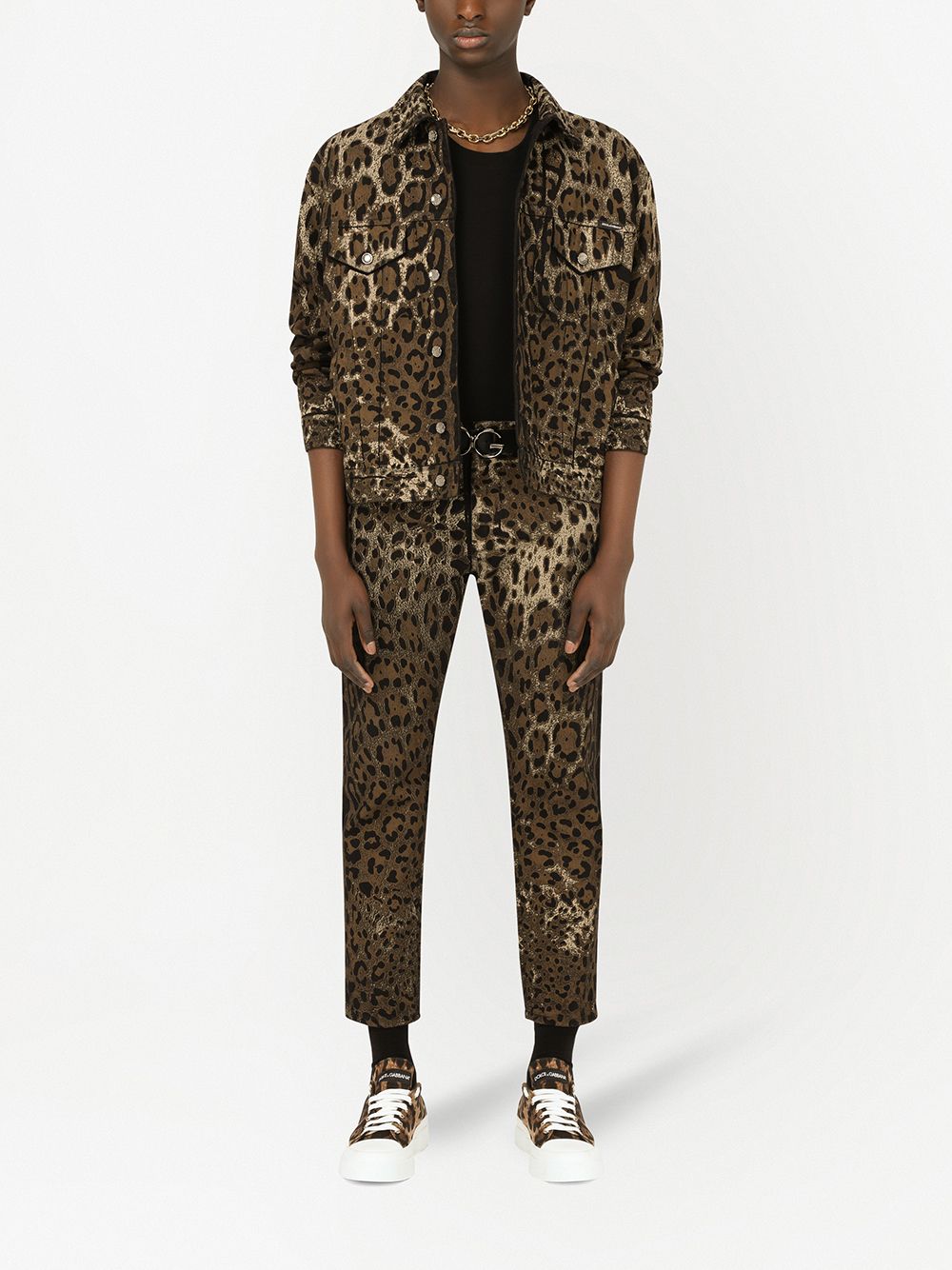 DOLCE & GABBANA Dolce & Gabbana Leopard-Print Denim Jacket