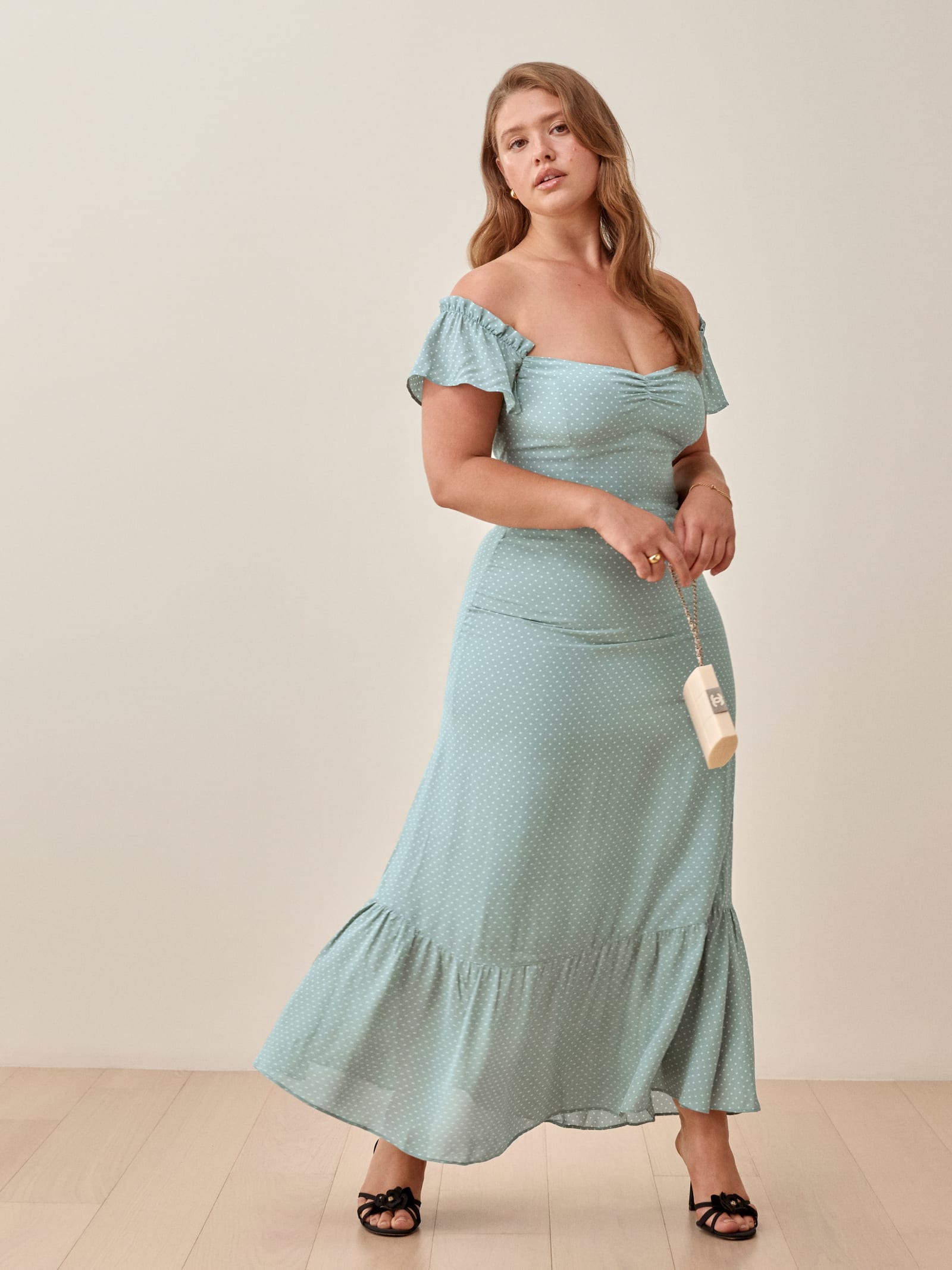reformation butterfly dress green NWT $298 Reformation Butterfly Dress Emerald Green Midi Ruffle Formal Plus ES 20