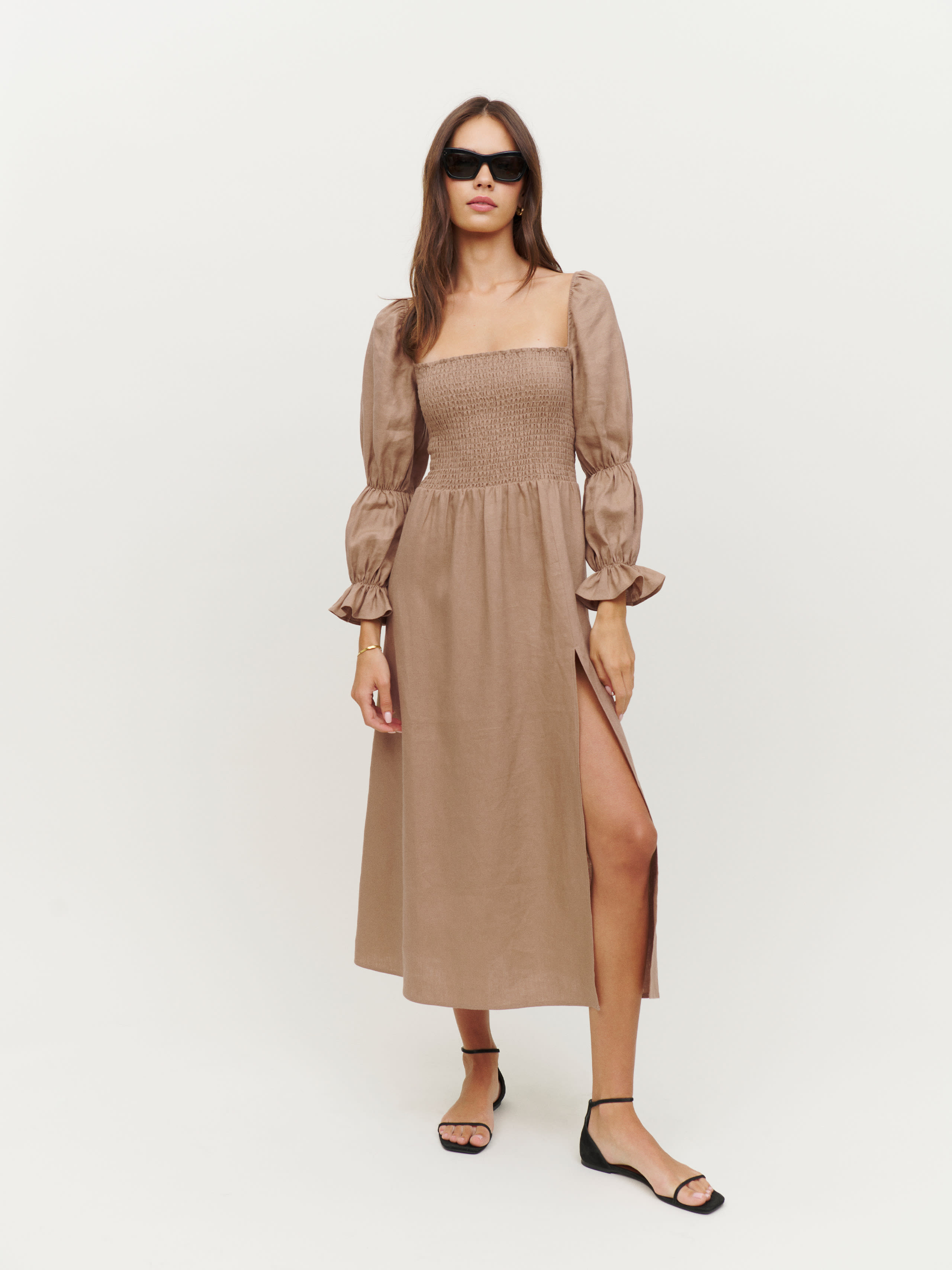 Reformation Hyland Linen Dress - Khaki | Editorialist Reformation Hyland Linen Dress - Khaki | Editorialist