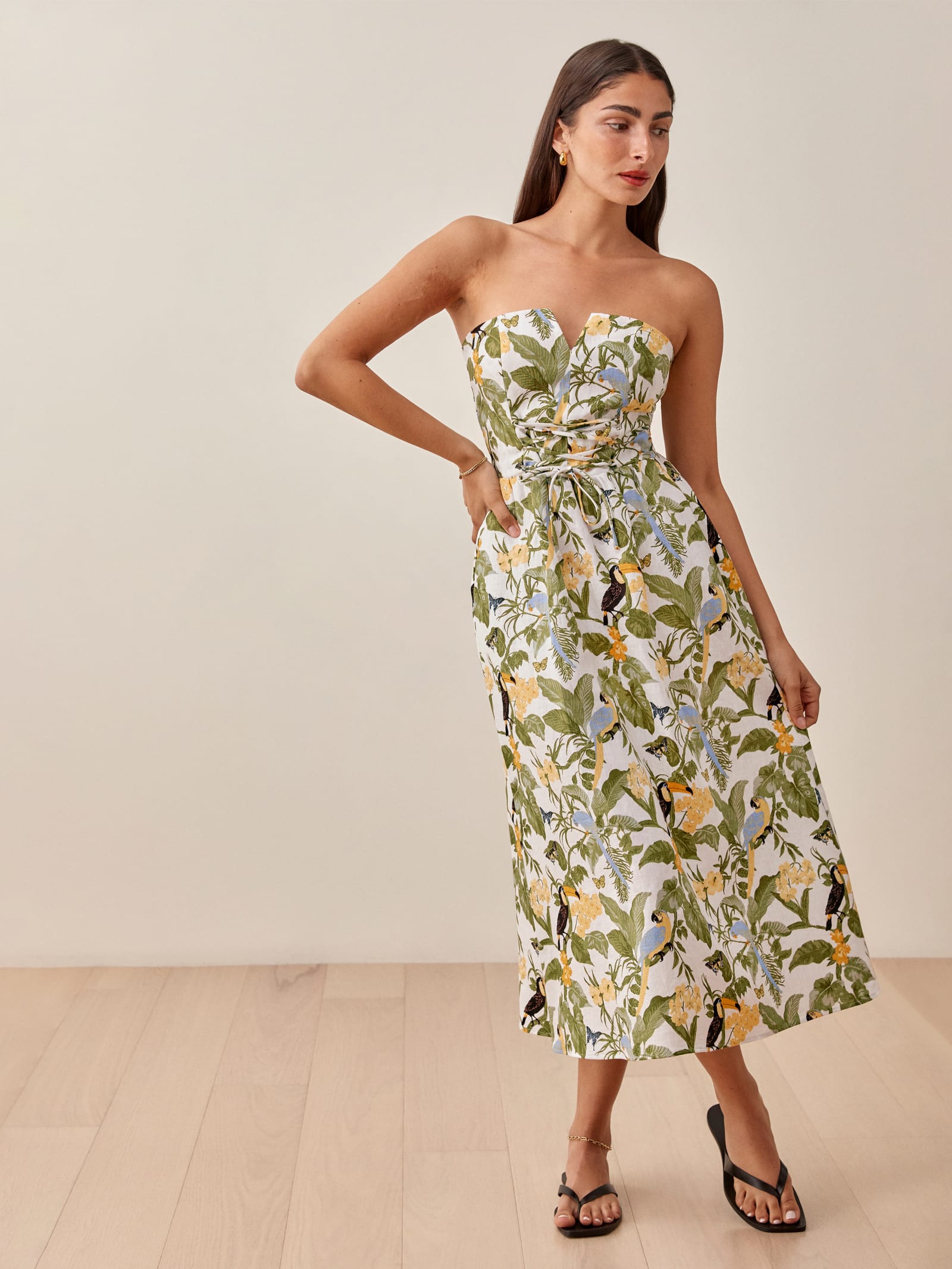 Reformation Cosima Linen Dress - Tropics | Editorialist