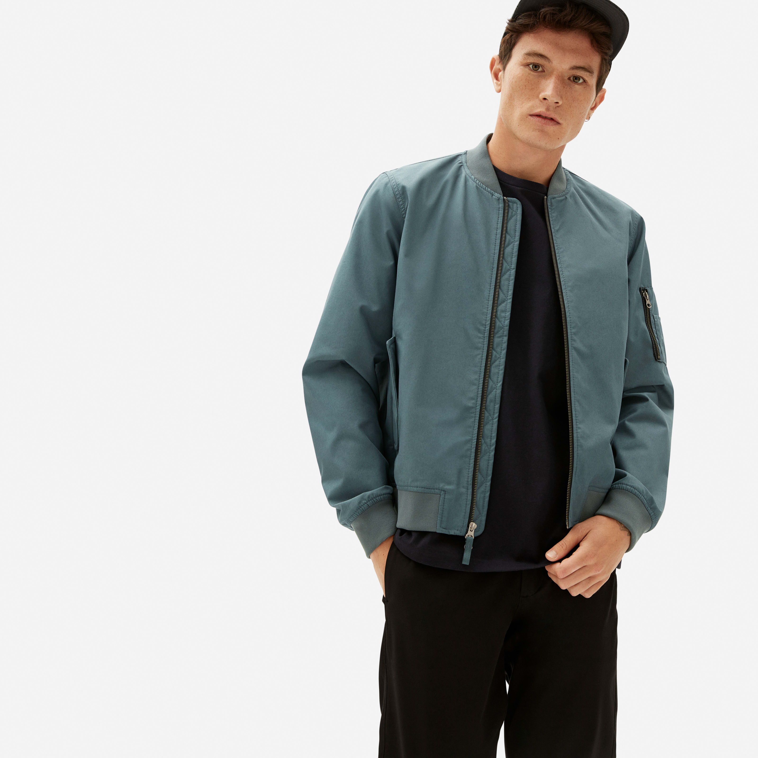 everlane black bomber jacket