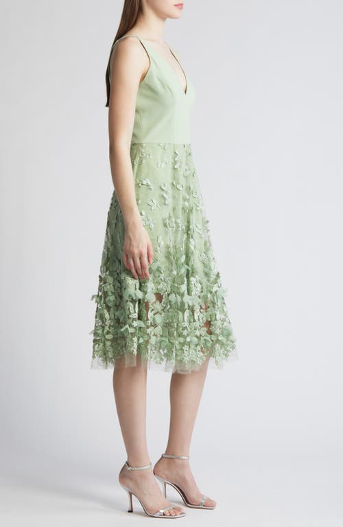 DRESS THE POPULATION Dress the Population Darleen V-Neck Embroidered Mesh Cocktail Dress