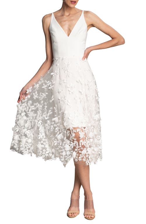 DRESS THE POPULATION Dress the Population Darleen V-Neck Embroidered Mesh Cocktail Dress