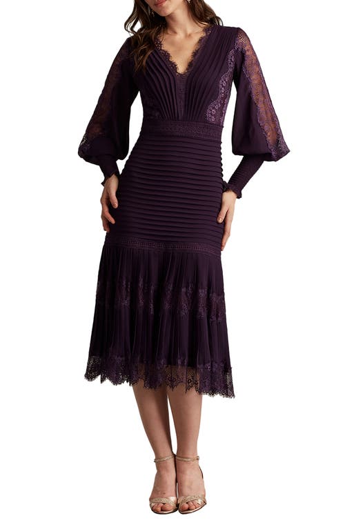 lace pintuck long sleeve cocktail dress tadashi shoji Tadashi Shoji Lace Pintuck Long-Sleeve Cocktail Dress - Black/Nude