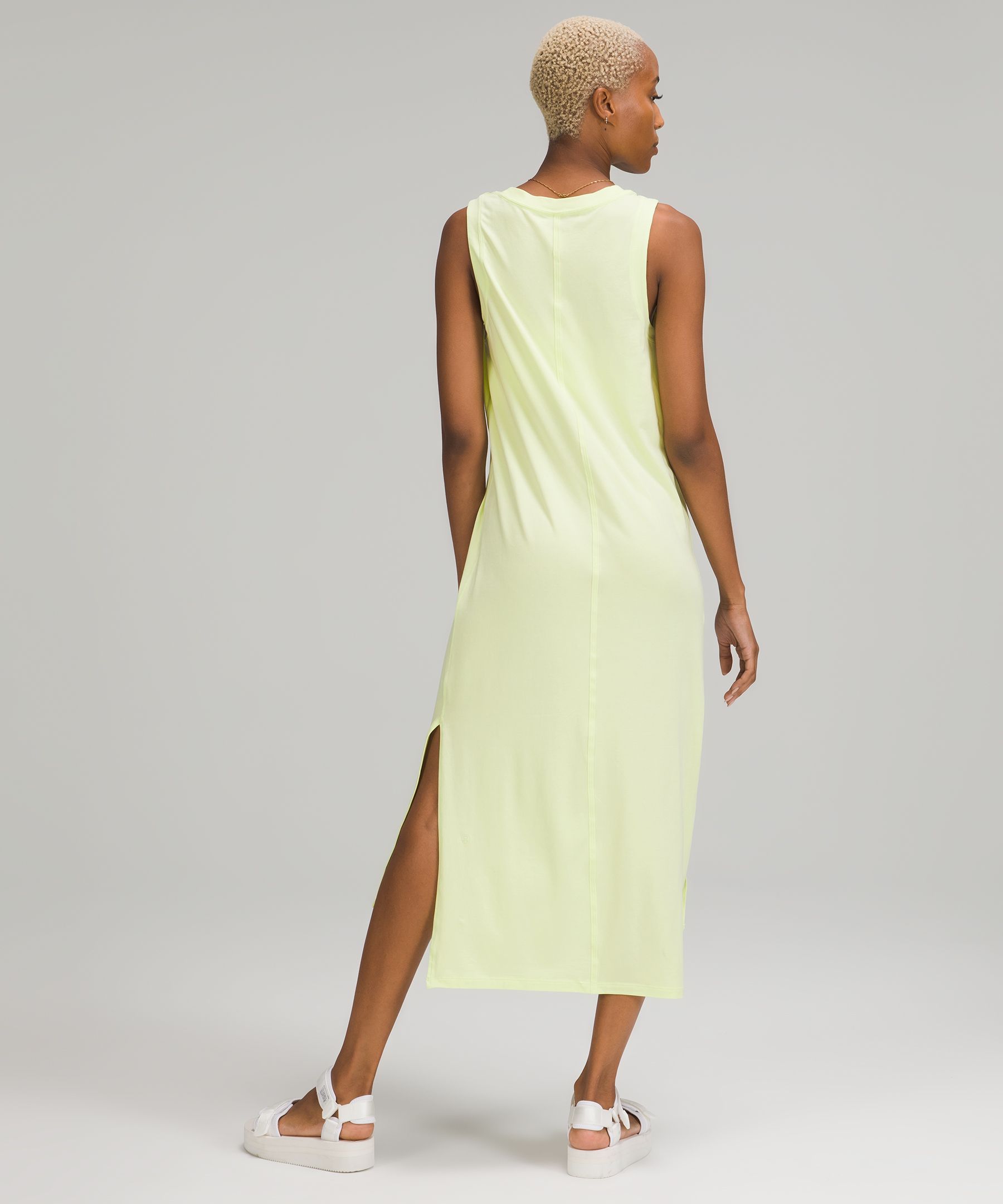 lululemon sleeveless pleated stretch maxi dress Lululemon Sleeveless Pleated Stretch Maxi Dress - Solar Grey