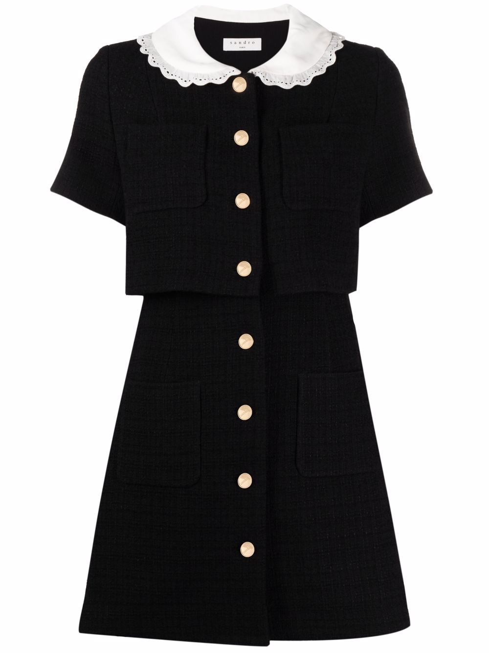 Sandro Buttoned Mini Dress In Black - 30% Off