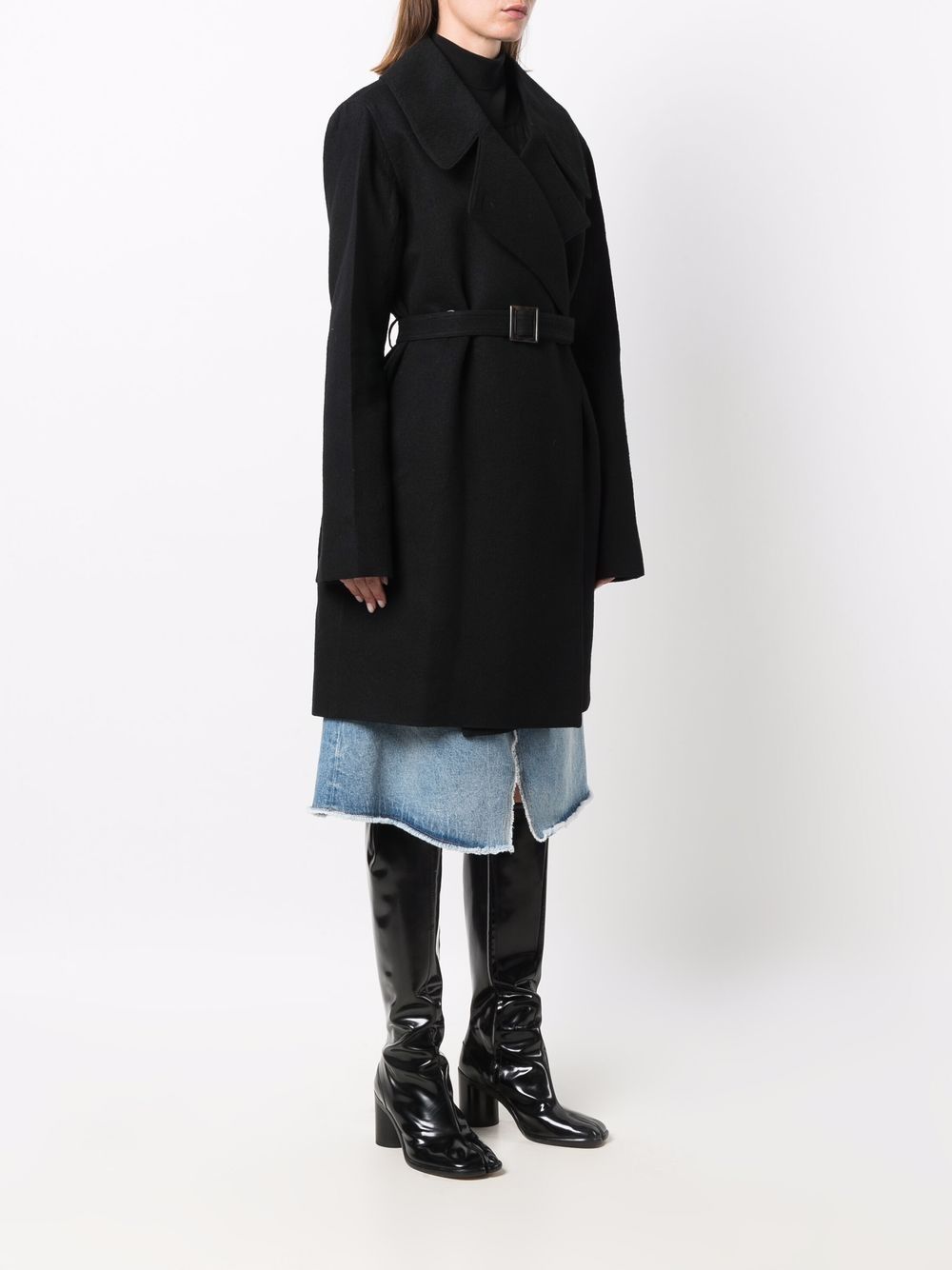 RICK OWENS Belted Cotton Midi Coat