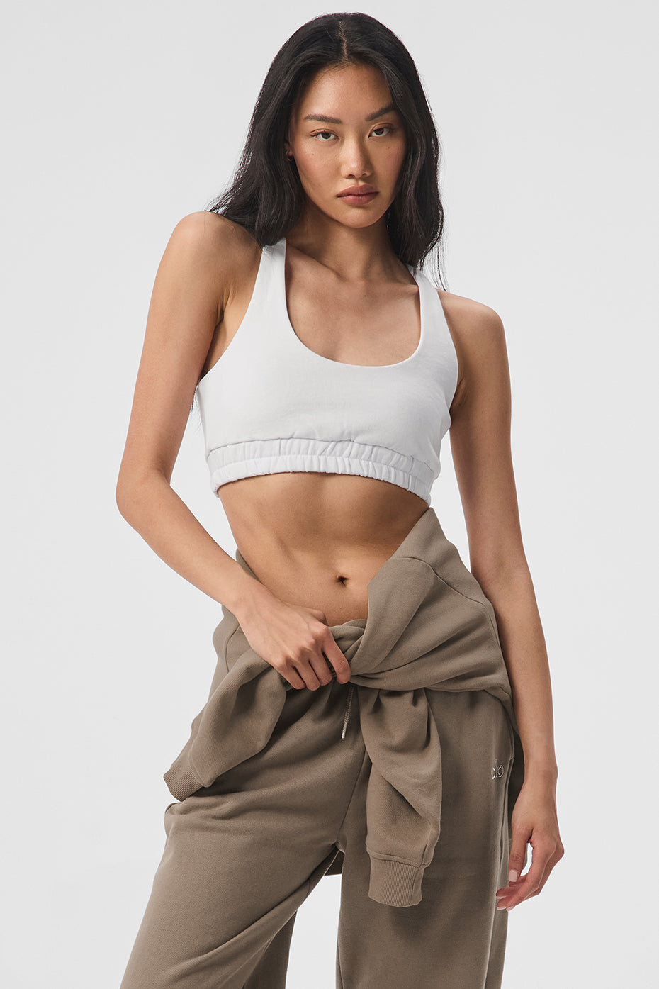 Alo Yoga Scoop Neck Sweatshirt Bra - White | Editorialist