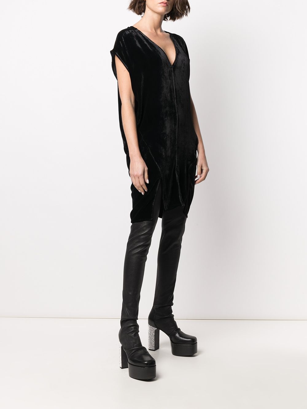 RICK OWENS Rick Owens Velvet V-Neck Short Dress
