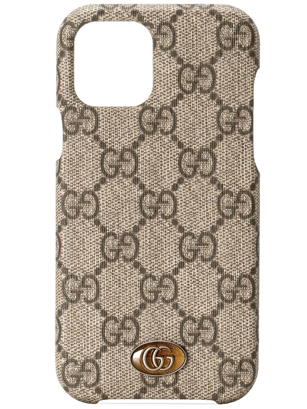 Gucci Ophidia Iphone 12/12 Pro Gg Supreme Phone Case - Neutrals