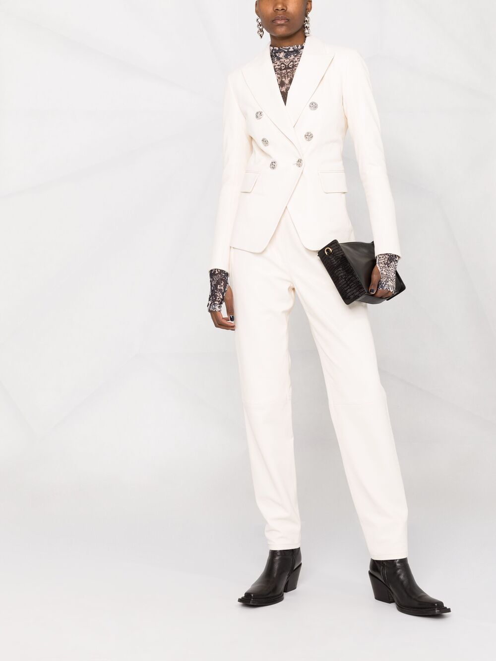 PHILIPP PLEIN Philipp Plein Double-Breasted Leather Blazer