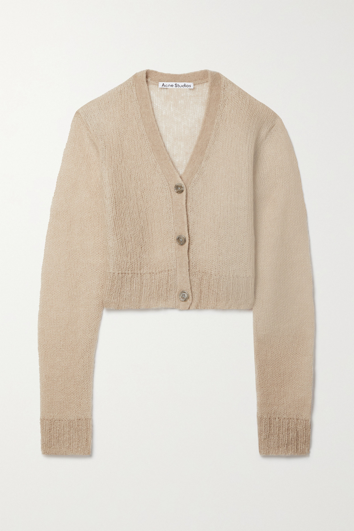 Acne Studios Cropped Mohair-Blend Cardigan In Gray - 50% Off