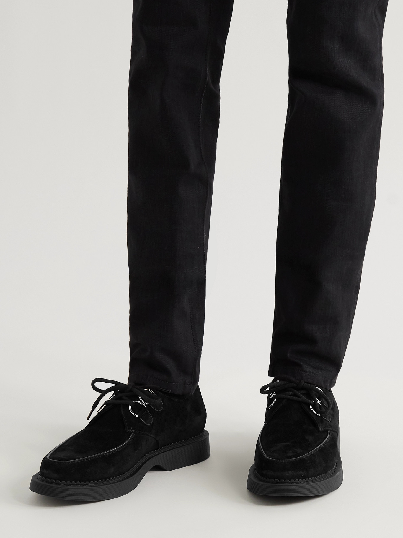 Saint Laurent Anthony Suede Derby Shoes - Black | Editorialist