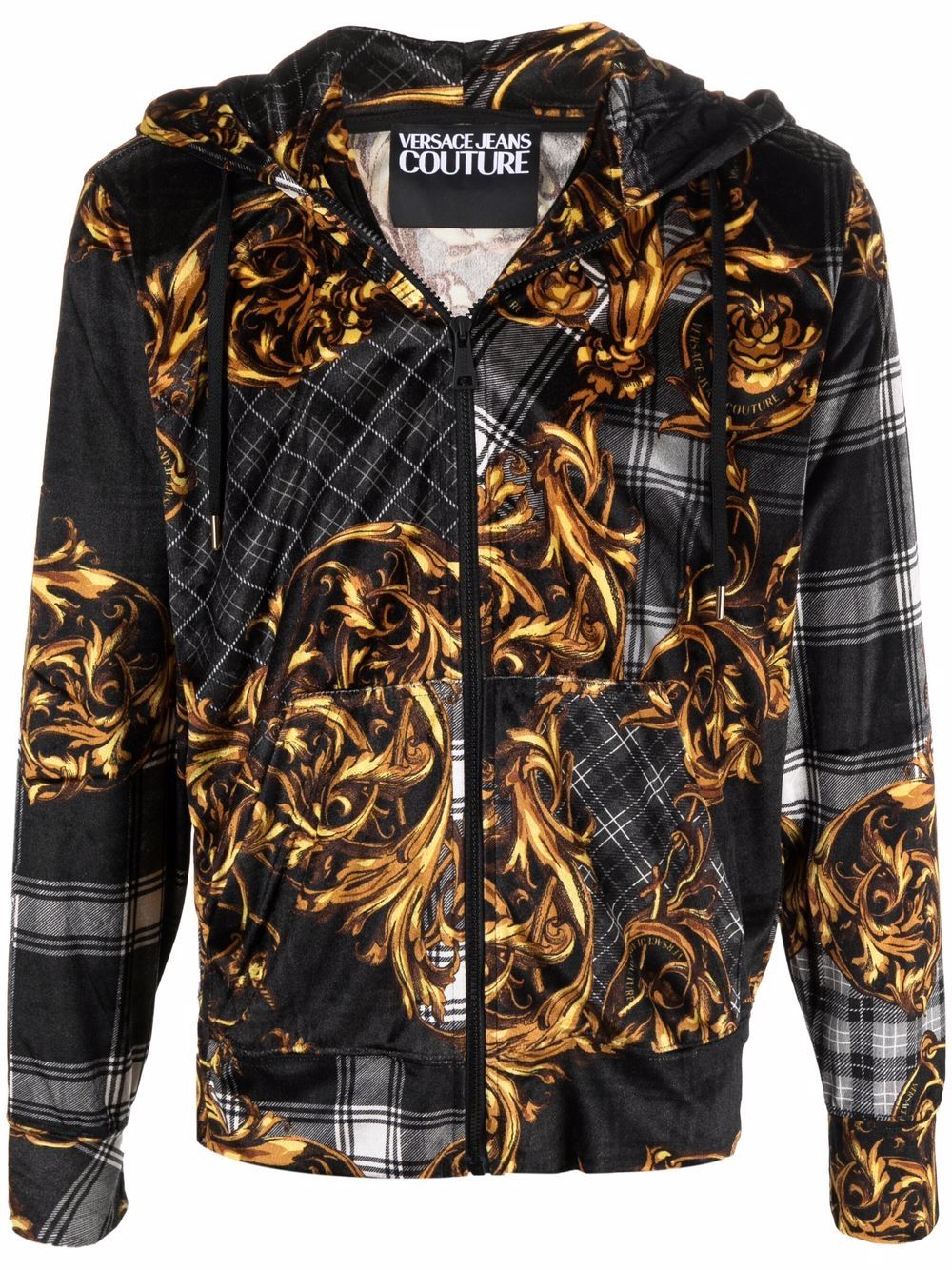 Versace Baroque Zip-Up Hoodie In Black - 50% Off | Editorialist