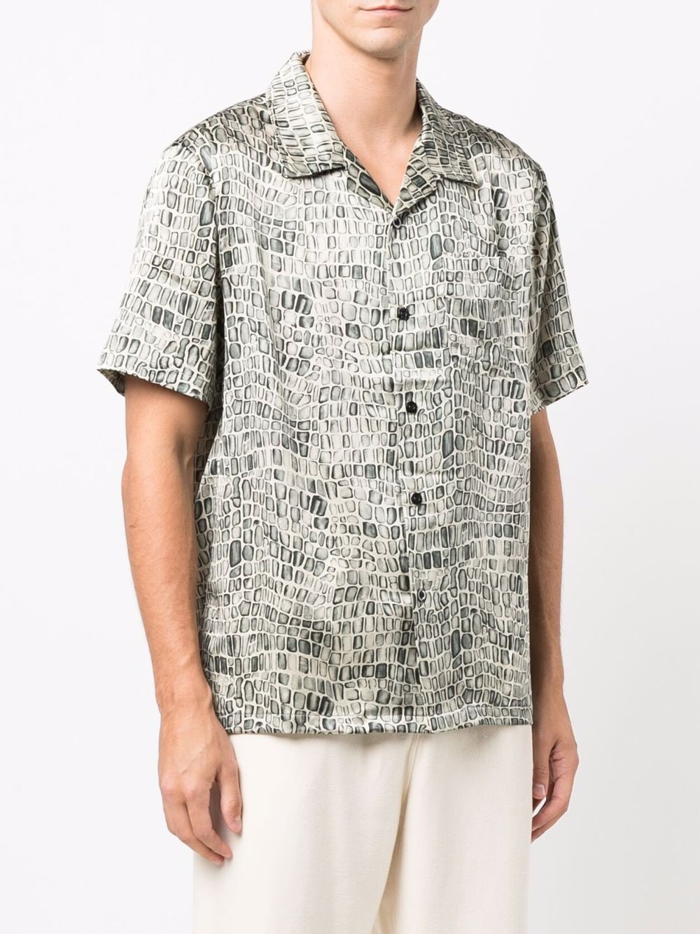 トップス Stussy Crocodile Print Silk Shirt StüSsy Crocodile-Print Silk Shirt - Green | Editorialist