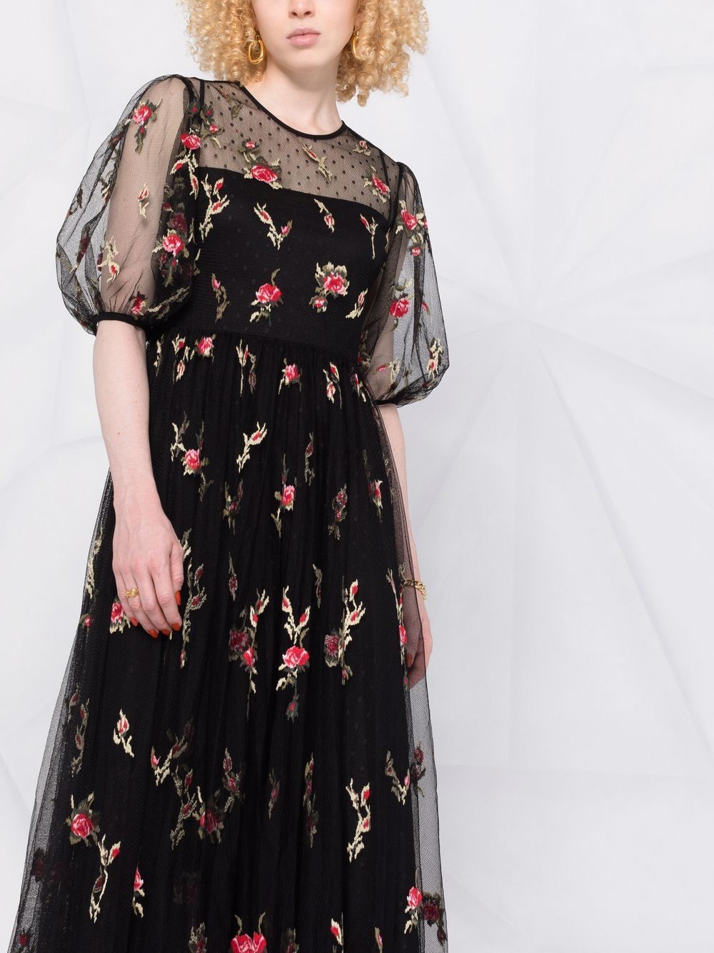 Red Valentino Embroidered Floral Tulle Dress In Black - 40% Off |  Editorialist