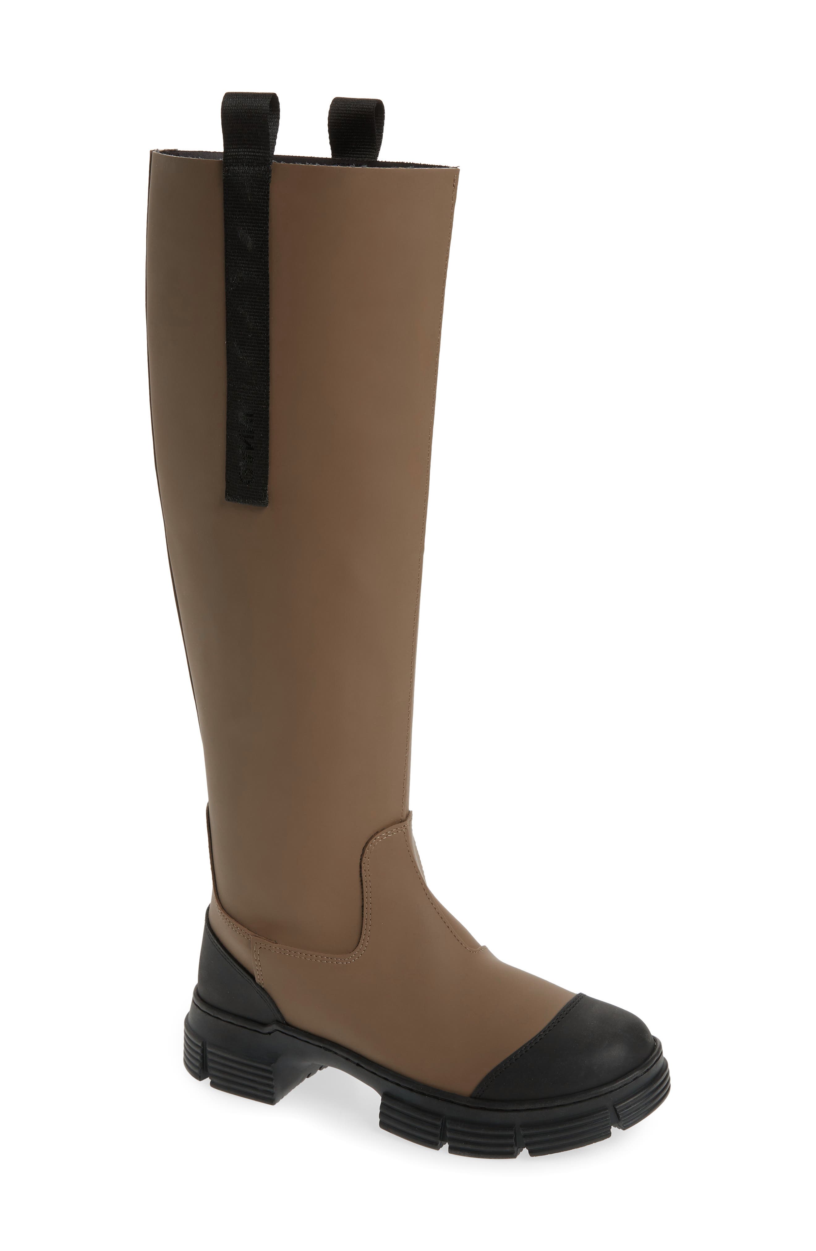 Buy GANNI Brown Recycled Rubber Country Tall Boots - 189 Fossil At