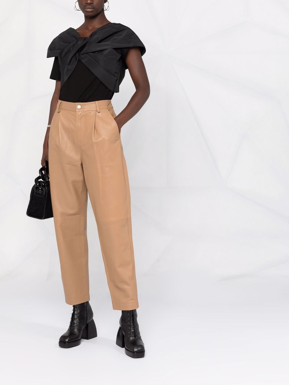 RED VALENTINO High-Waisted Leather Trousers