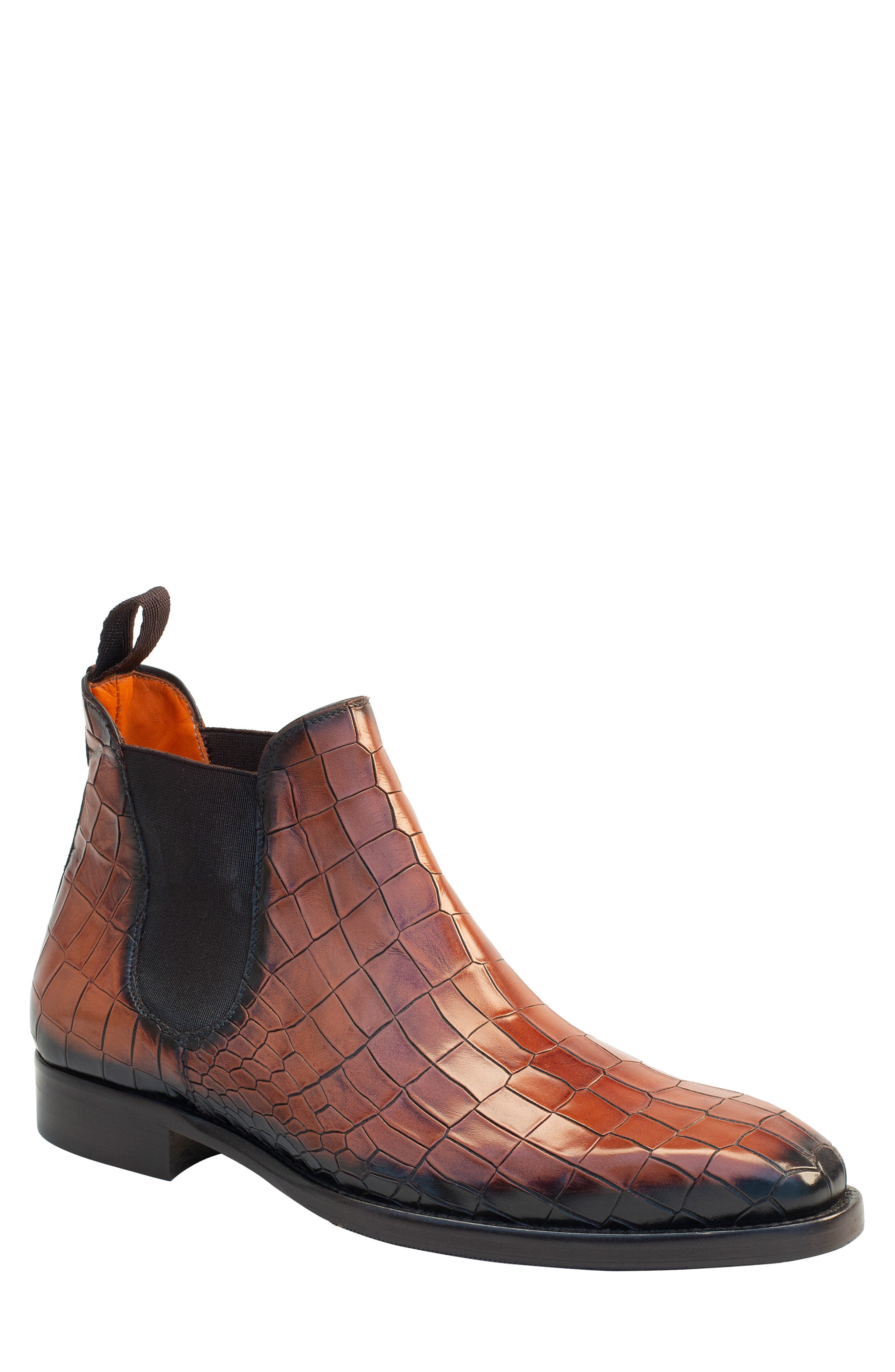 Mezlan Vanguard Croc-Embossed Leather Chelsea Ankle Boots in Black Marcello Black Crocodile Leather Chelsea Boots | Marvel Leather main image 3