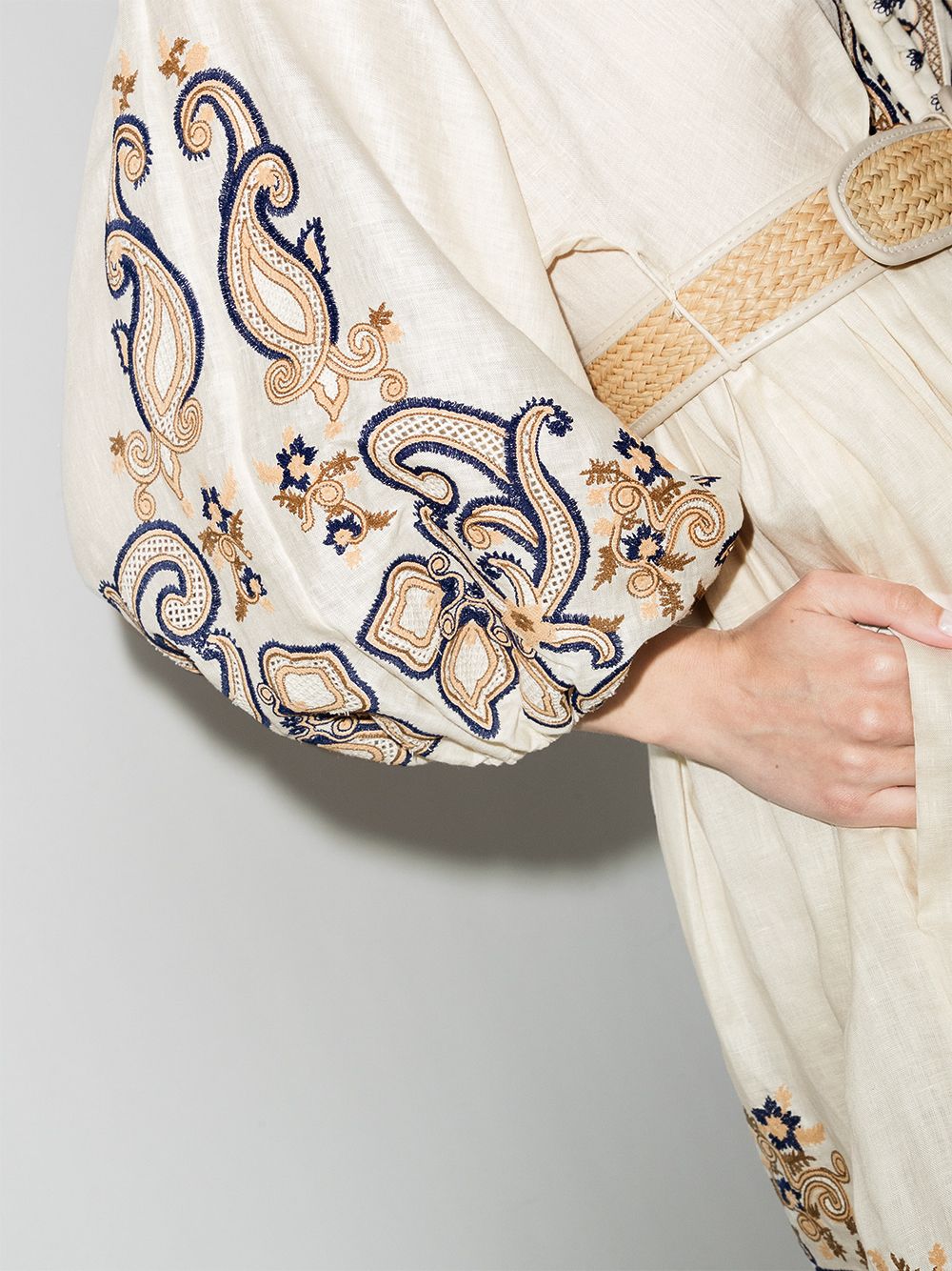 Zimmermann Aliane Paisley Embroidered Mini Dress - Neutrals | Editorialist