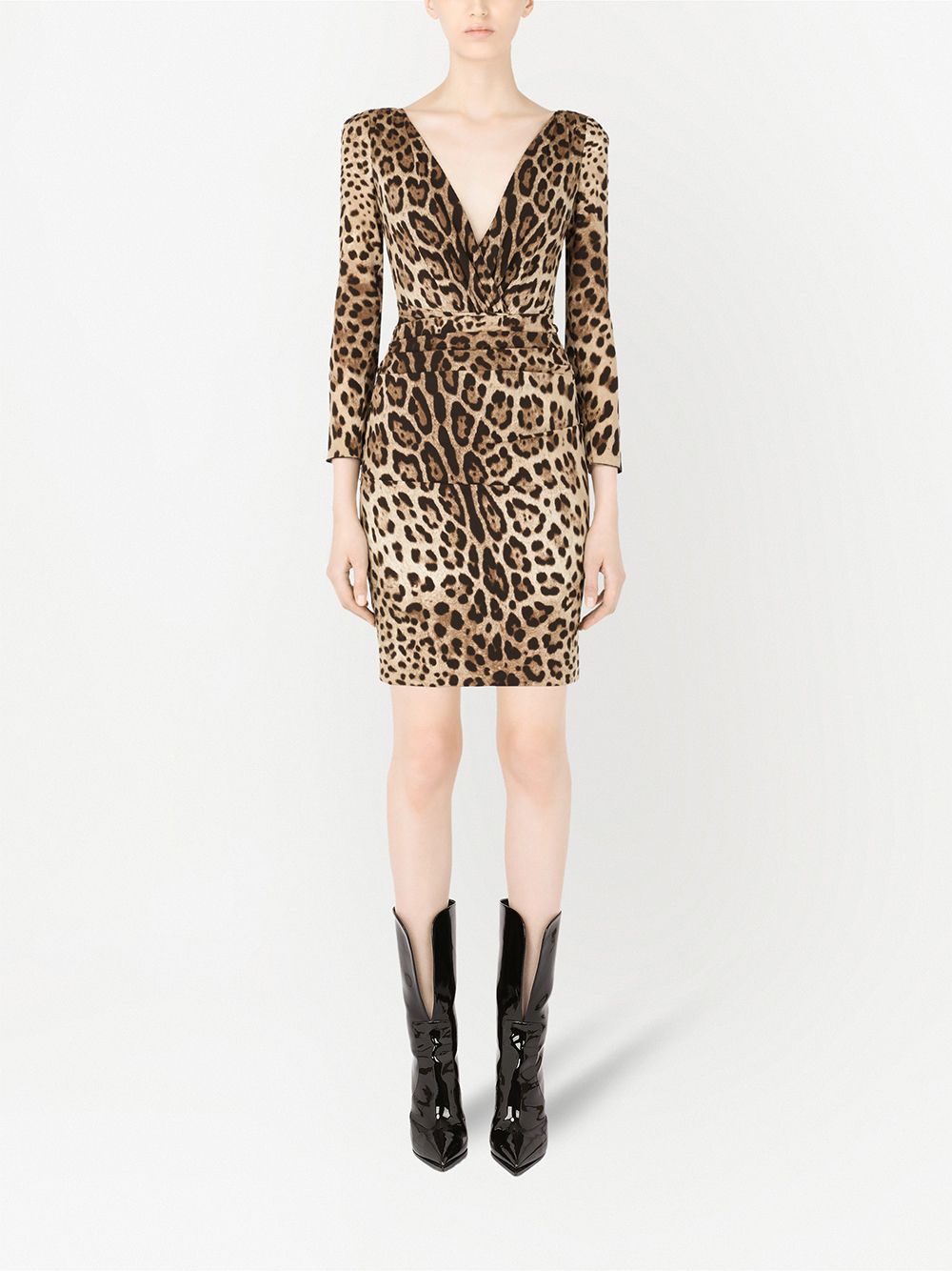 Dolce Gabbana Leopard-Print Mini Dress Neutrals Editorialist