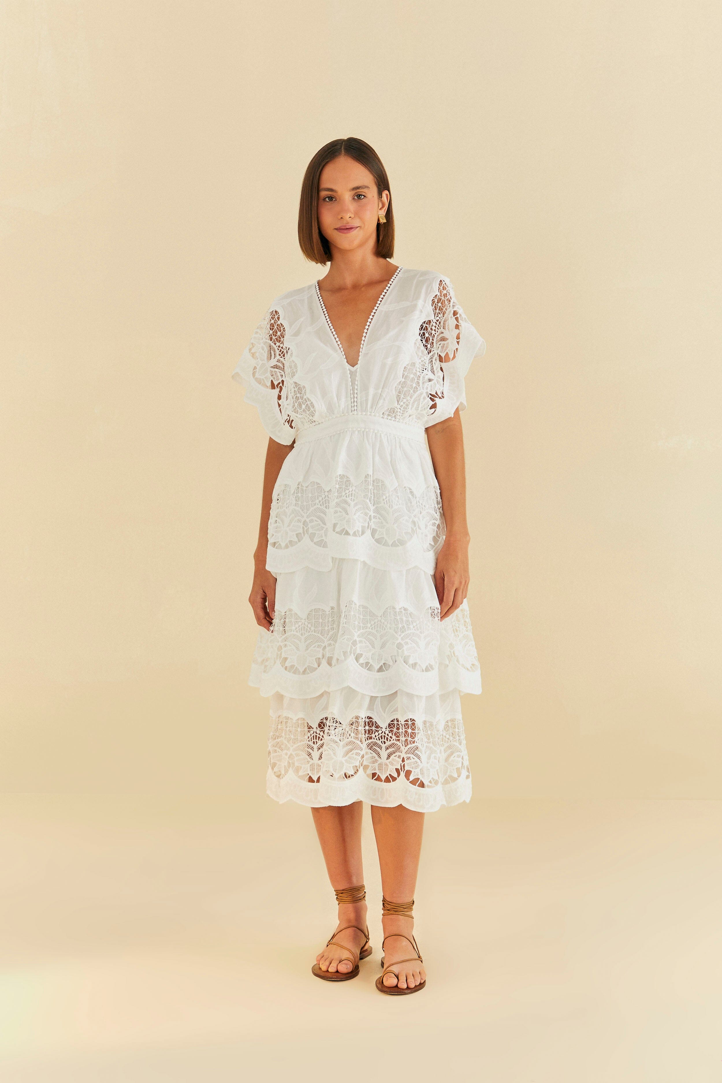 Farm Rio Active Richelieu Midi Dress In Off-White - 40% Off | Editorialist