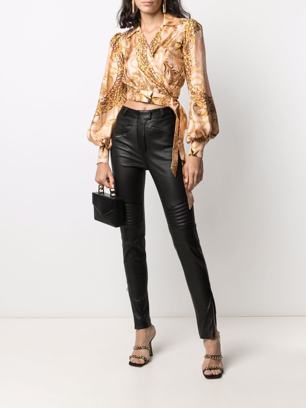 PHILIPP PLEIN Philipp Plein Baroque-Print Silk Wrap Blouse