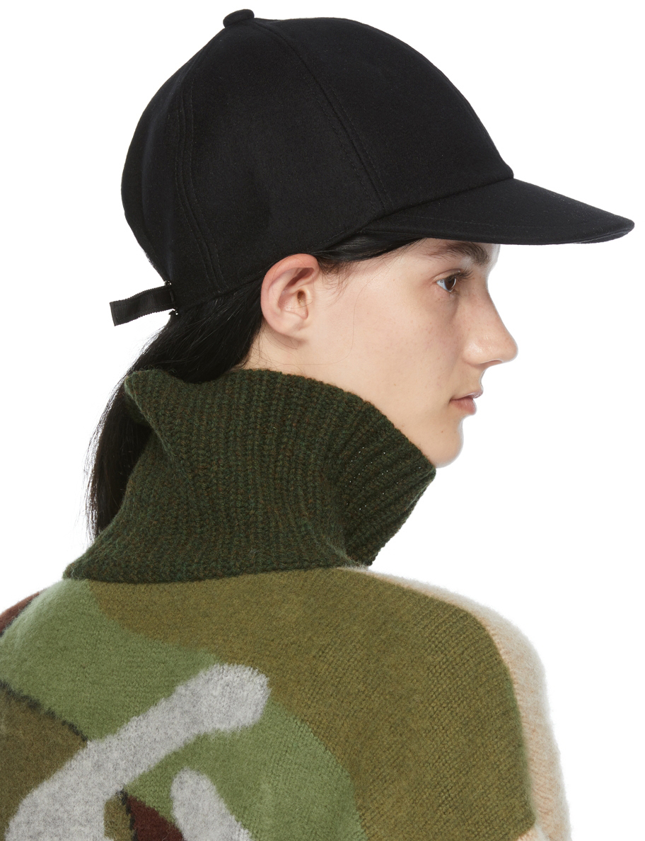 Sacai Black Kaws Edition Melton Cap - Black×White | Editorialist