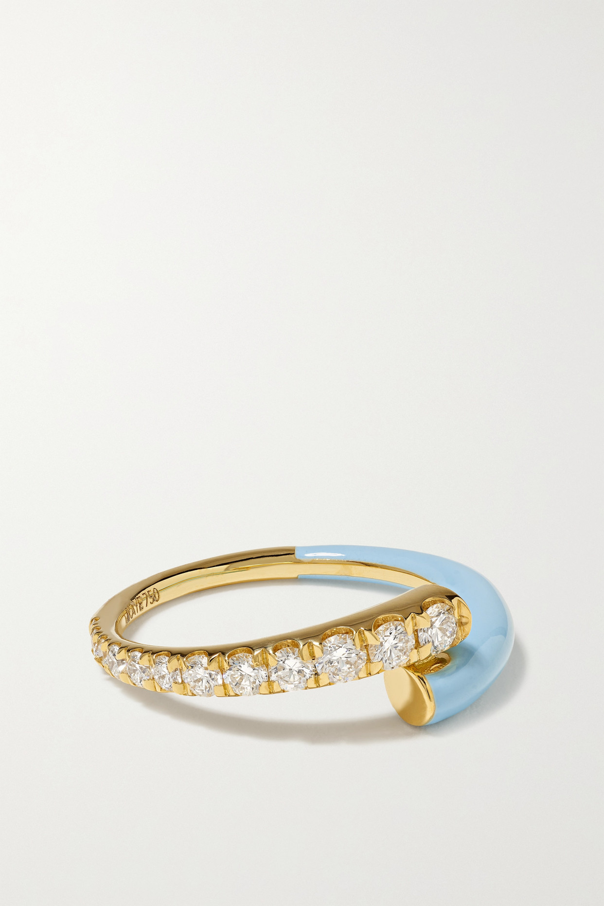 Melissa Kaye Lola 18-karat Diamond And Enamel Ring - Gold | Editorialist