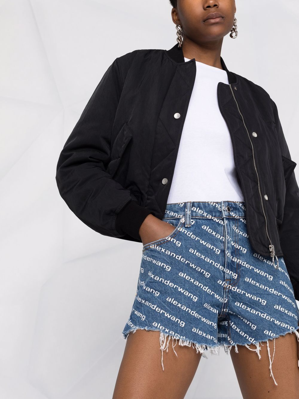 Alexander Wang Logo Denim Shorts - Blue | Editorialist