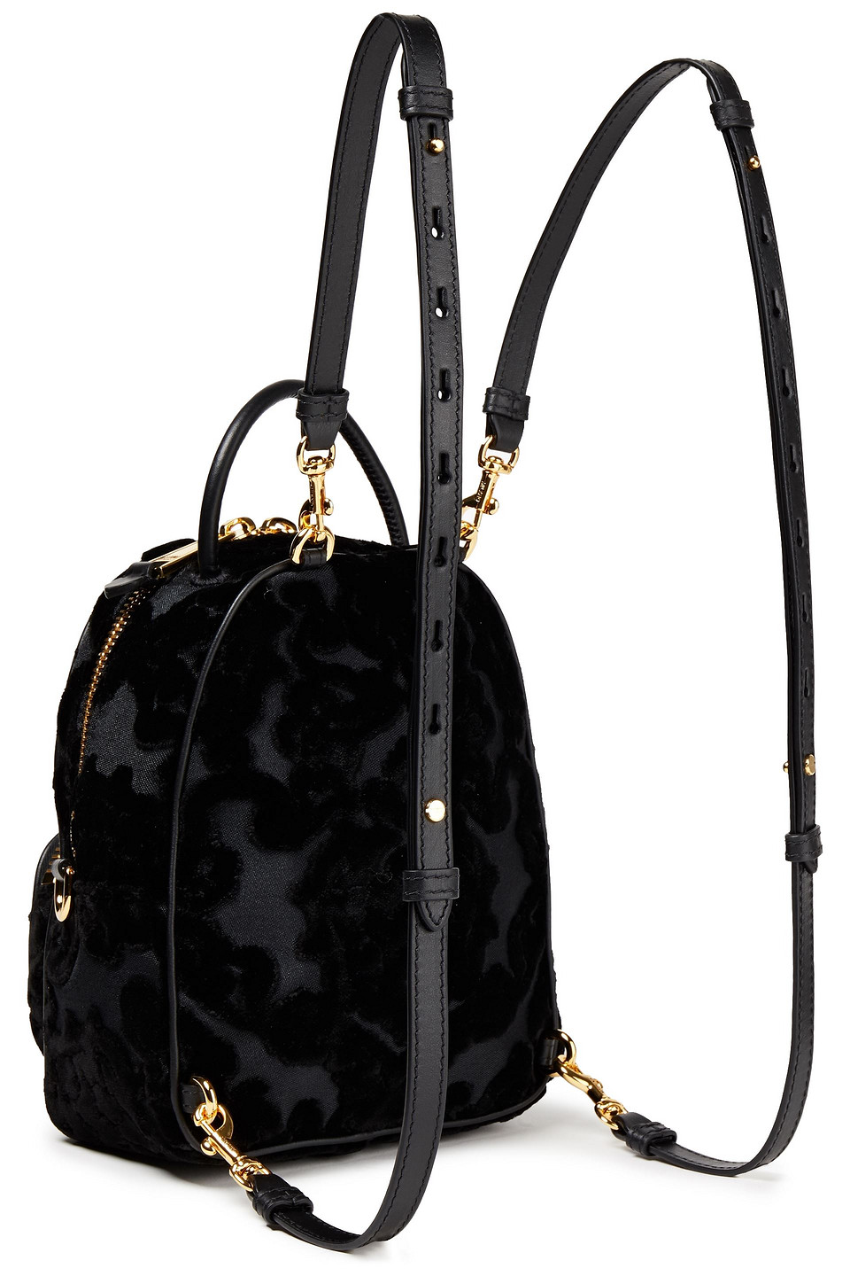 Buy Moschino Leather-trimmed Flocked Canvas Backpack - Black At 45% Off ...