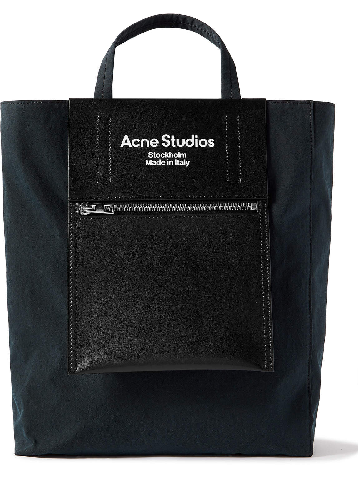 Acne Studios Baker Out Logo-Print Leather And Nylon Tote Bag In