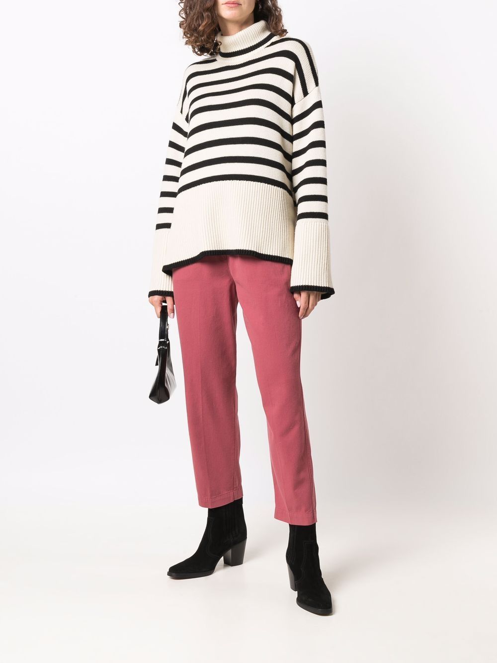 ALYSI Straight Leg Cropped Cotton Trousers