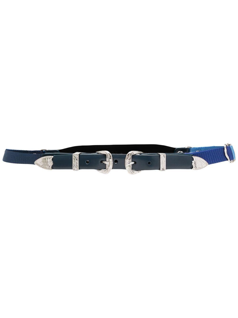 Toga Double Buckle Thin Belt - Blue | Editorialist