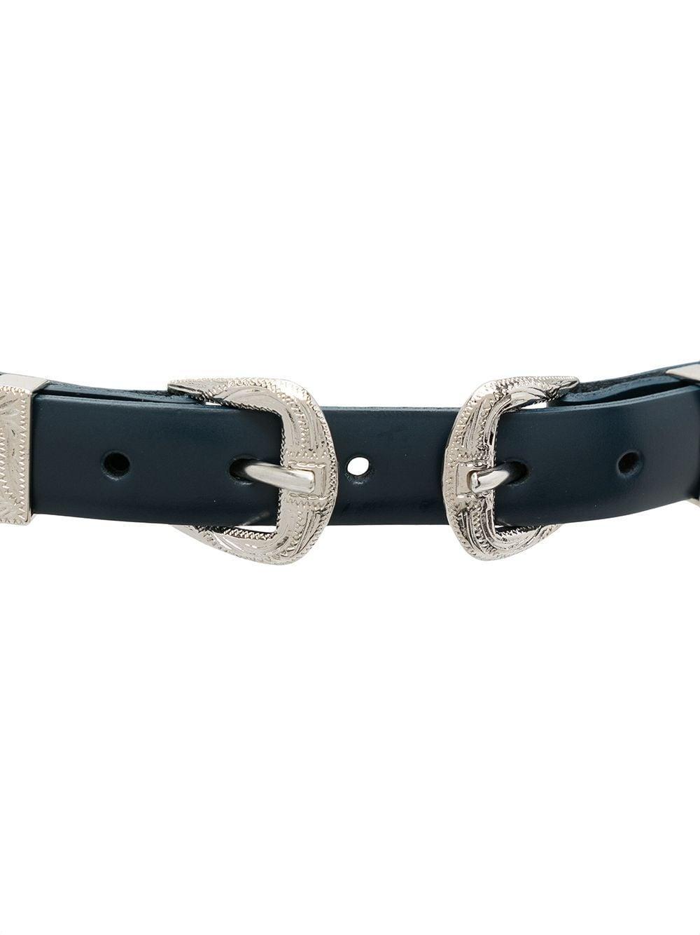 Toga Double Buckle Thin Belt - Blue | Editorialist