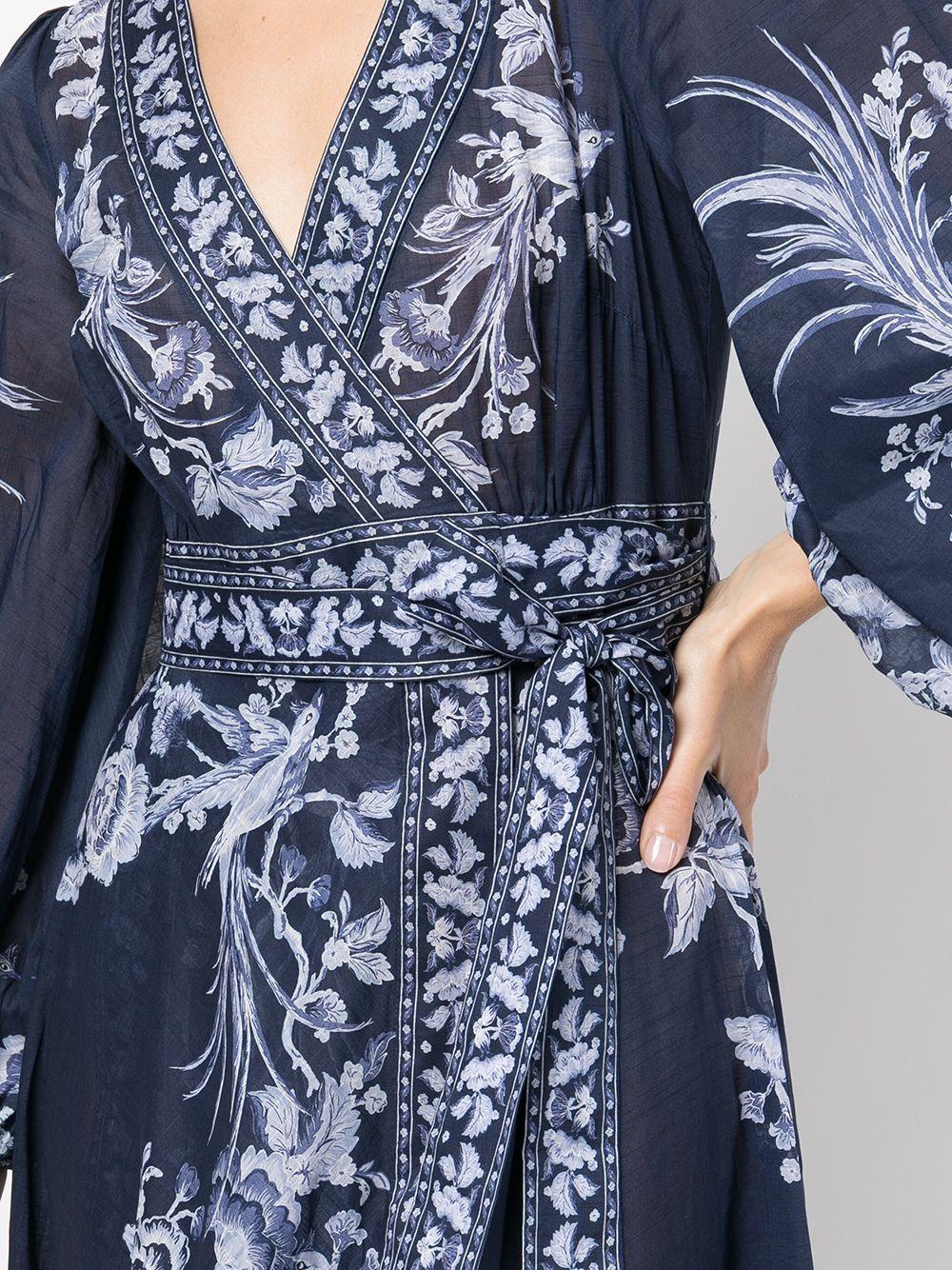 Zimmermann Aliane Long Wrap Dress - Blue | Editorialist