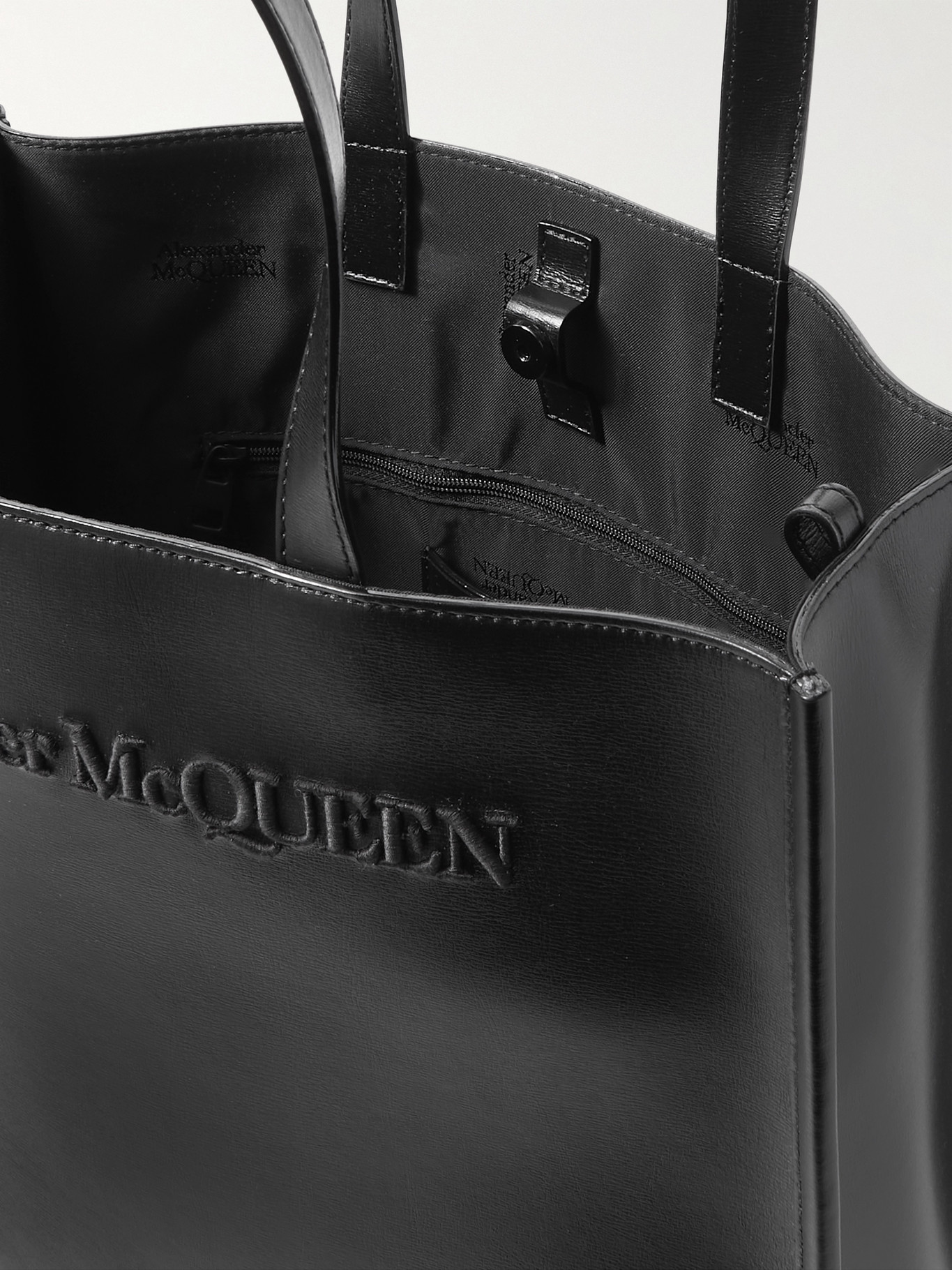 Alexander Mcqueen North South Logo-Embossed Leather Tote Bag