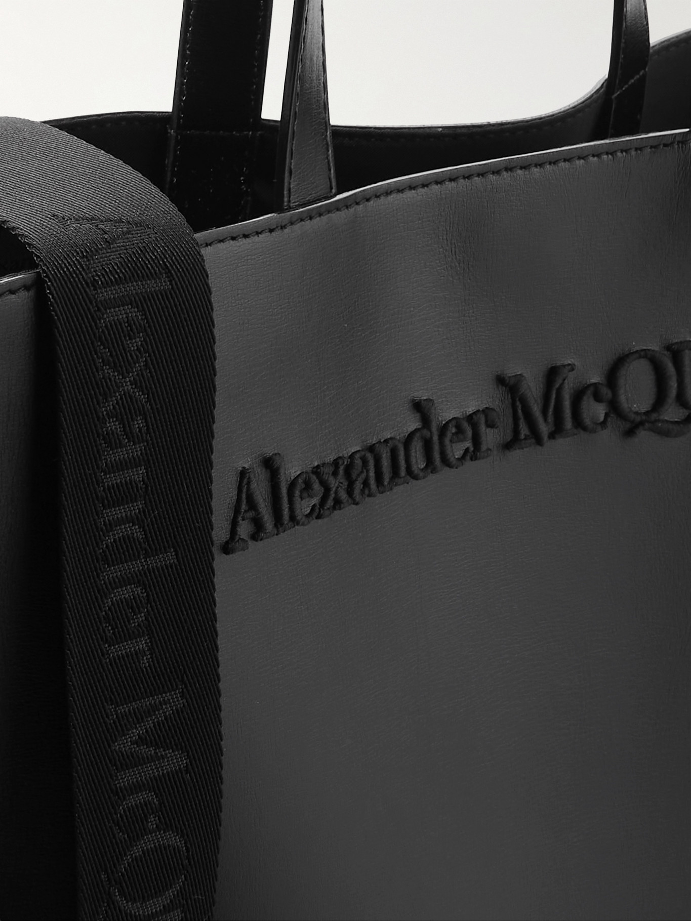 Alexander Mcqueen North South Logo-Embossed Leather Tote Bag