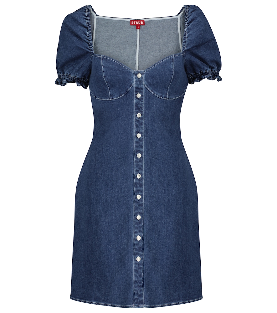 Staud Sur Denim Mini Dress In Blue - 30% Off | Editorialist