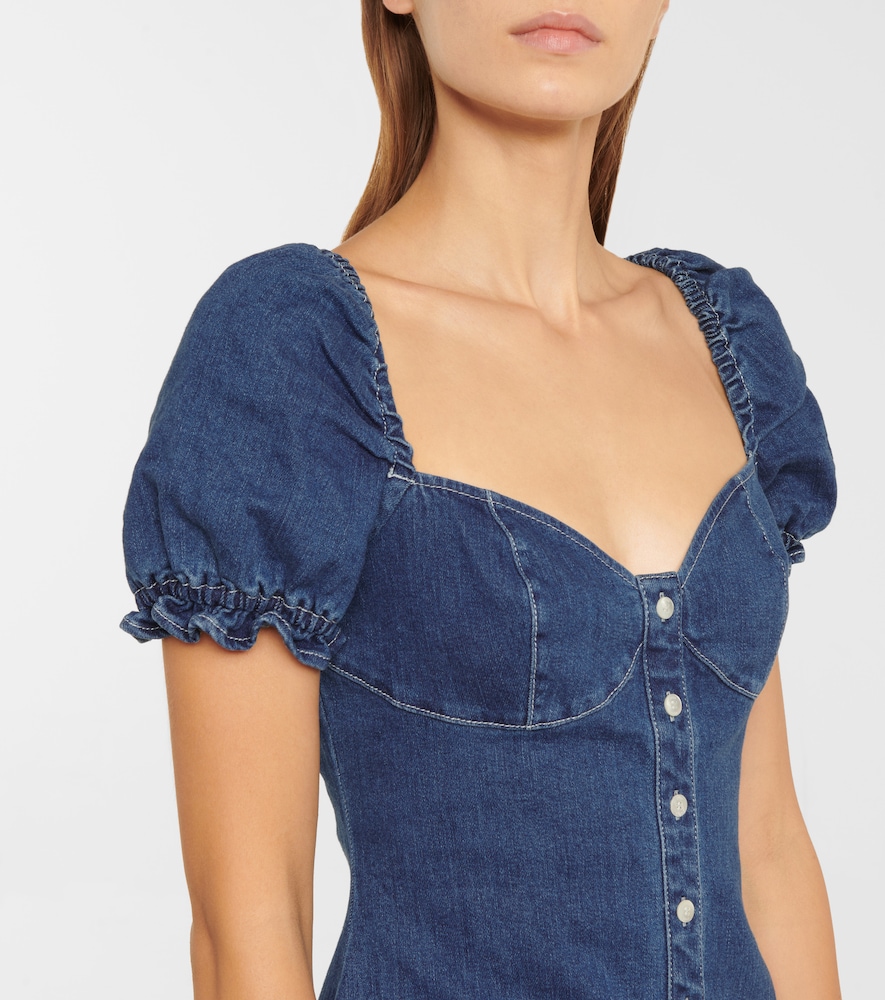 knee length dresses for ladies Karla Scoop Neck Denim Mini Dress in medium wash main image 1