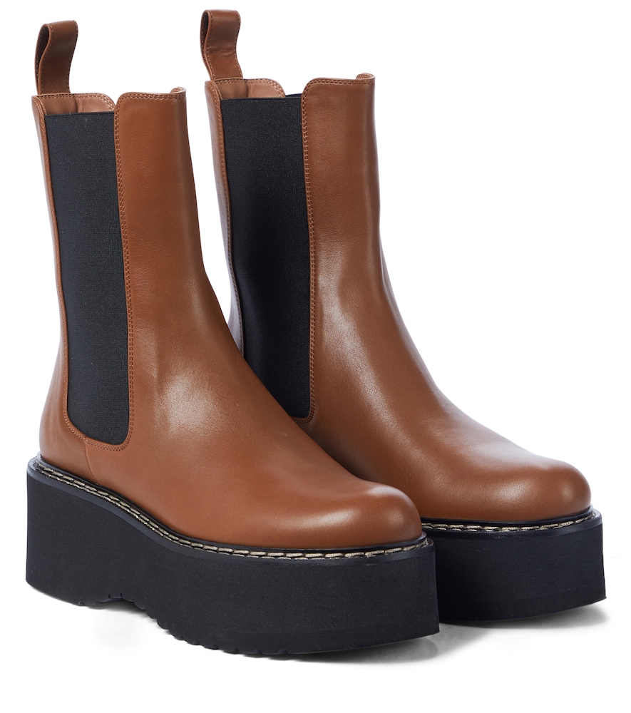 Buy Paris Texas Leather Platform Chelsea Boots - Brown At 30% Off |  Editorialist