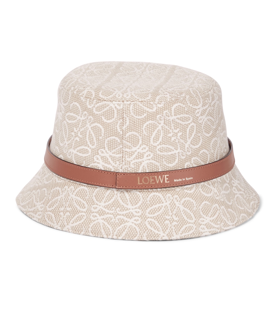 Loewe Beige Linen Anagram Embroidered Bucket Hat Adjustable Drawstring Wide Brim Loewe | Accessories | Loewe Cream Monogram Bucket Hat With  main image 3